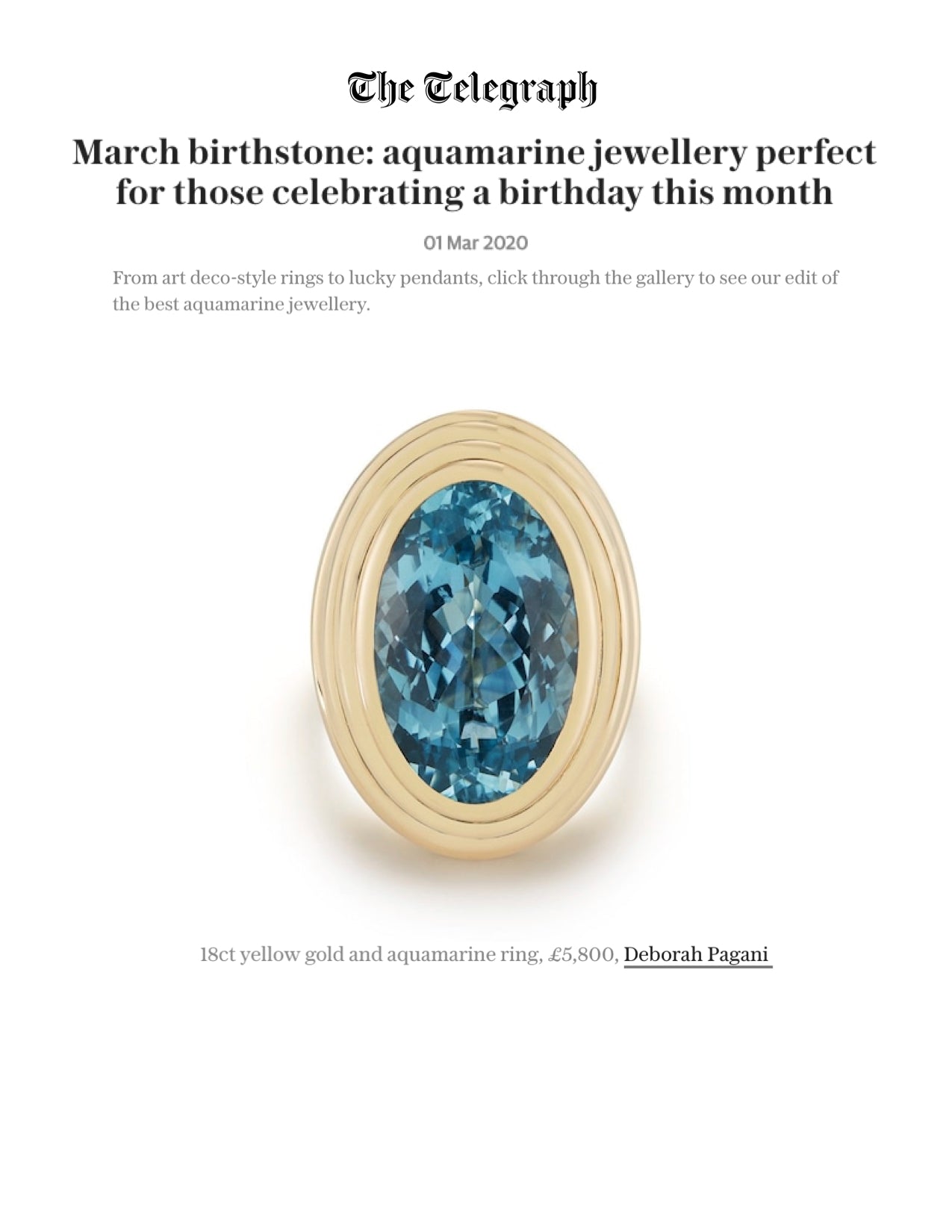 Telegraph Luxury Online 3.1.2020 – Deborah Pagani